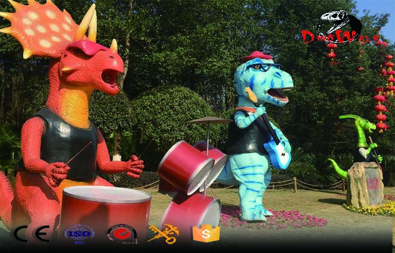new cartoon style singing dinosaur band for amusement park