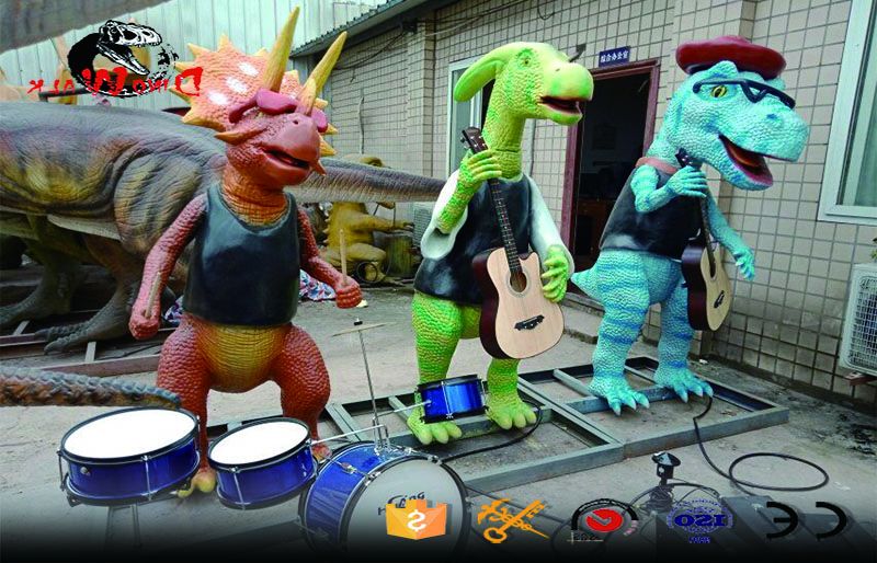 new cartoon style singing dinosaur band for amusement park